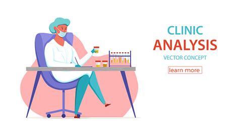 소변 검사 의료 실험실 진단 연구 벡터 일러스트 실험실 외투 검사 분석 샘플을 착용한 과학자 여성은 소변 샘플과 리트머스를 손에 들고 플라스틱 용기를 들고 있습니다 과학
