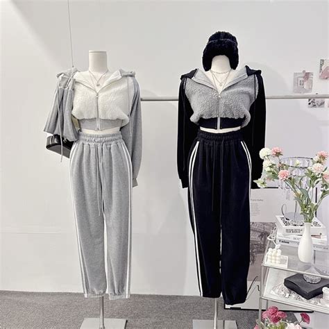 이프유마인 후드집업팬츠set꾸안꾸룩 봄 누누 기모 후리스 플리스 양털 뽀글이 퍼 트랙 라인 배색 오버핏 슬림핏 크롭