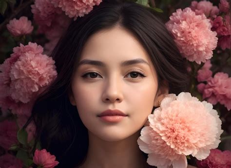 Premium Ai Image A Beautiful Real Face Flower Girl Ai Generated