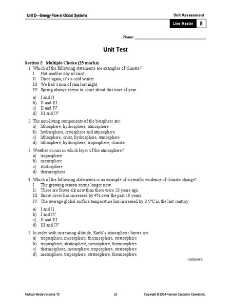 Unit D Line Master 08 Download Free Pdf Greenhouse Effect Water
