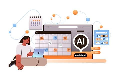 Businesswoman Using Computer App With Personal Ai Assistant Online