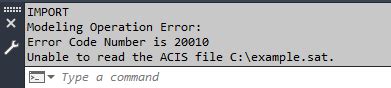 Error Code Number Is Error Number When Importing An ASIC SAT Into AutoCAD