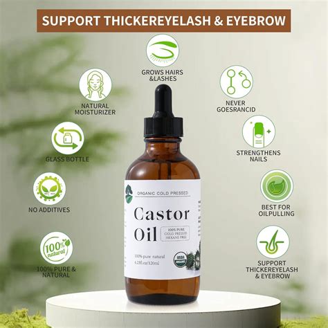 Organic Cold Pressed Castor Oil Unrefined Hair Growth And Care In Glass