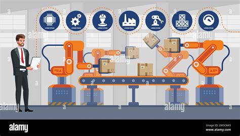 Businessman Using Tablet To Control Automation Robot Arm Machine In Smart Factory Industrial