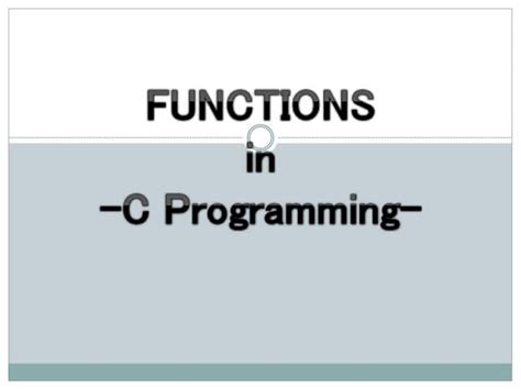 Function In C Program Pptx