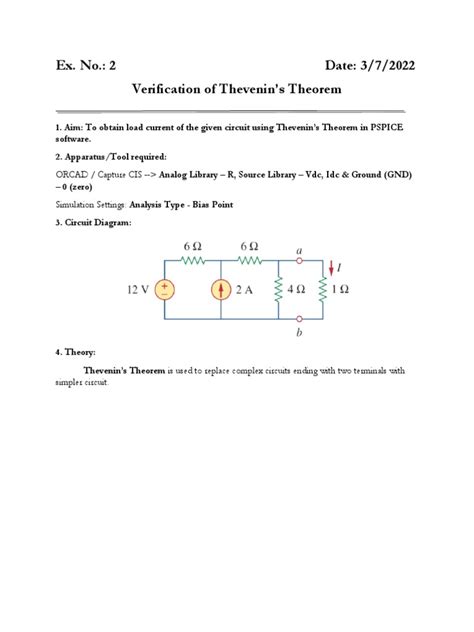 Exp 2 Verification Of Thevenins Theorem Pdf