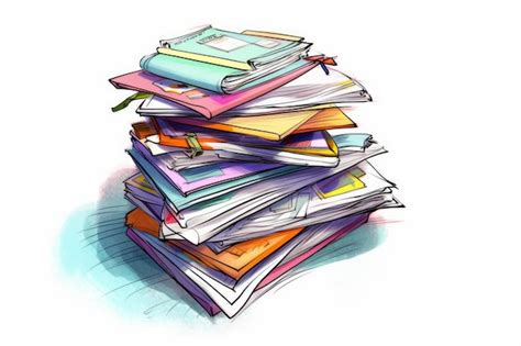 Premium Ai Image Cartoon Style Stack Of Papers On White Background Ai