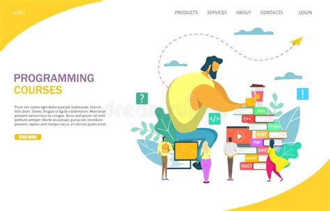 Programming Courses Vector Website Landing Page Design Template Stock Vector Illustration Of
