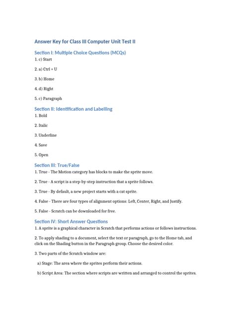 Class Iii Computer Answer Key Pdf
