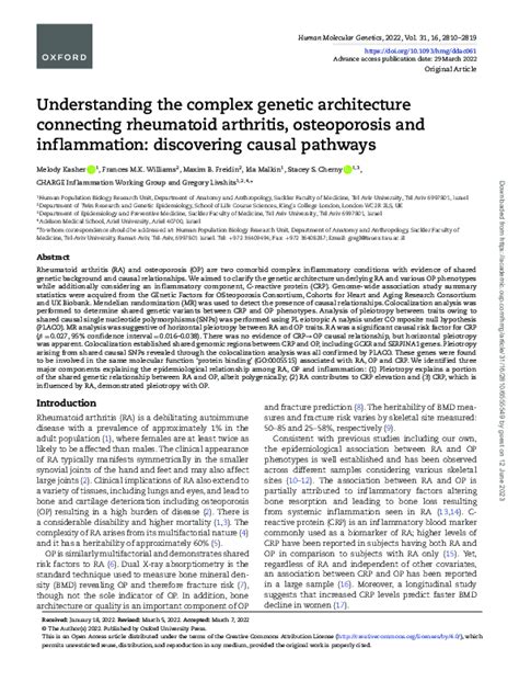 Pdf Genetic Links Between Rheumatoid Arthritis And Osteoporosis