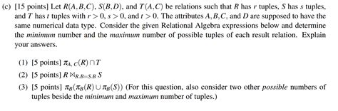solved 2 c [15 points] let r a b c s b d and t a c be