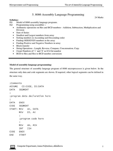 5 8086 assembly language programming pdf assembly language