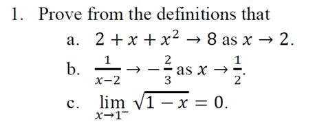solved 1 prove from the definitions that a 2 x x2→8 as