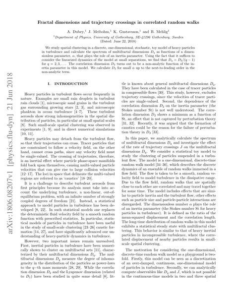 Pdf Fractal Dimensions And Trajectory Crossings In Correlated Random Walks