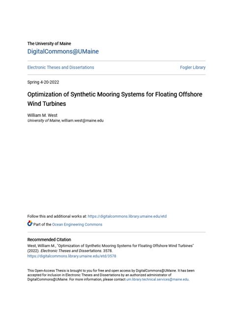 Thesis Optimization Of Synthetic Mooring Systems For Floating Offshore