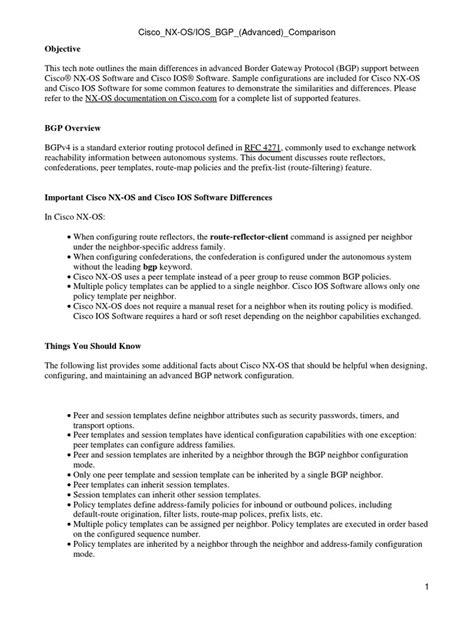 cisco nx os ios bgp advanced comparison pdf ip address internet