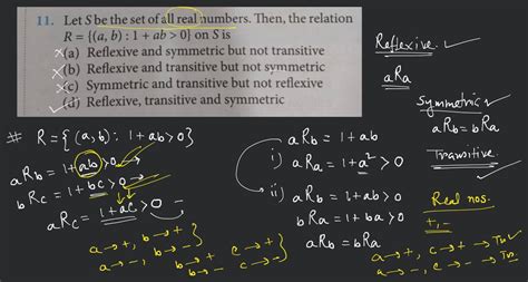 Let S Be The Set Of All Real Numbers Then The Relation R Ab1ab0
