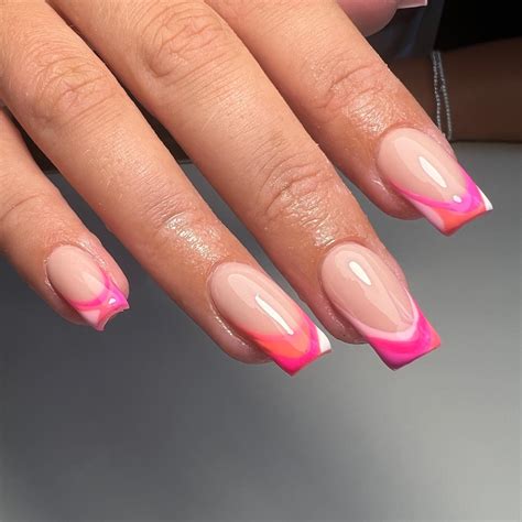 Hot Pink Tip Acrylic Nails Hot Pink Tip Acrylic Nails
