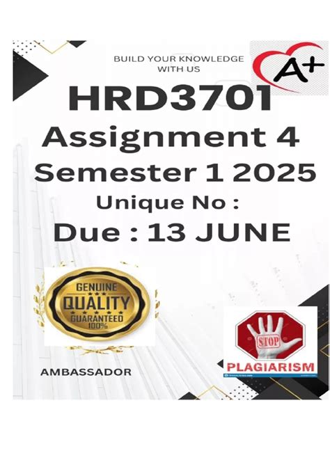 Hrd3701 Assignment 4 Complete Answers Semester 1 2025 Due 13 June
