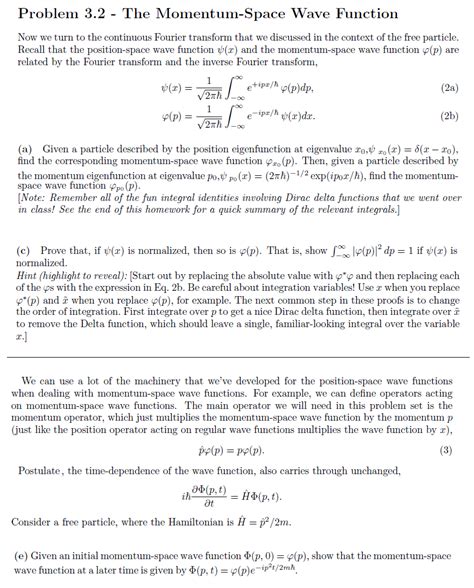 Solved V2th E Problem 3 2 The Momentum Space Wave