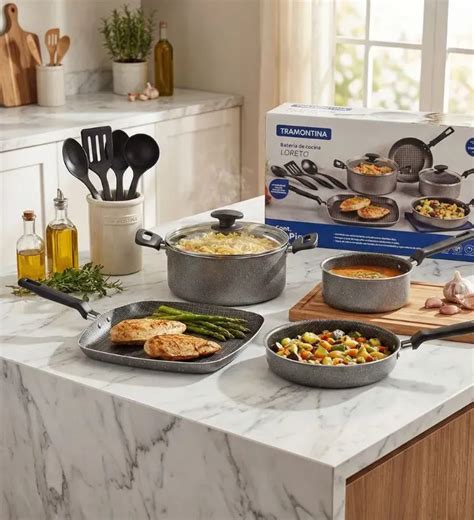 Batería De Cocina Tramontina Loreto 10 Piezas Antiadherente Starflon