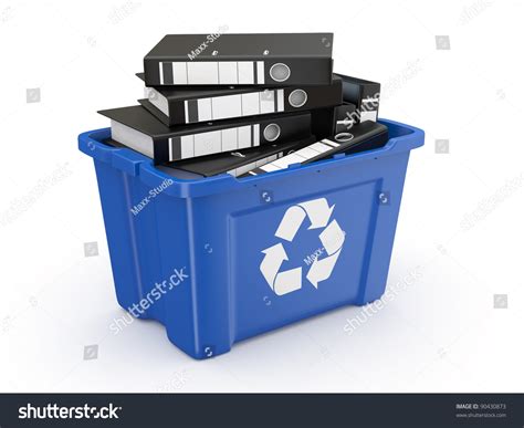 Folders Recycle Bin On White Background Stock Illustration 90430873