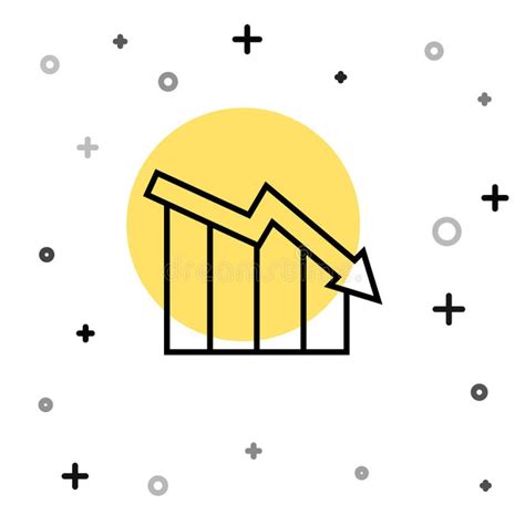 Black Line Financial Growth Decrease Icon Isolated On White Background