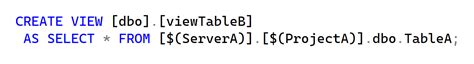 ssdt project with 4 part name variables is showing a difference even