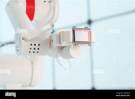 robot arm with ccd and cmos matrix image sensor in the manipulator