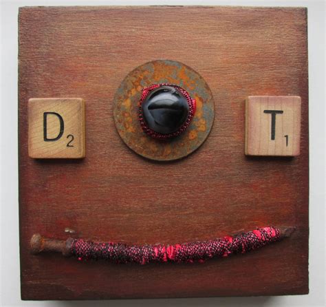 Mixed Media Smiling Face Assemblage Art On Wood Panel Found Objects Ooak Etsy