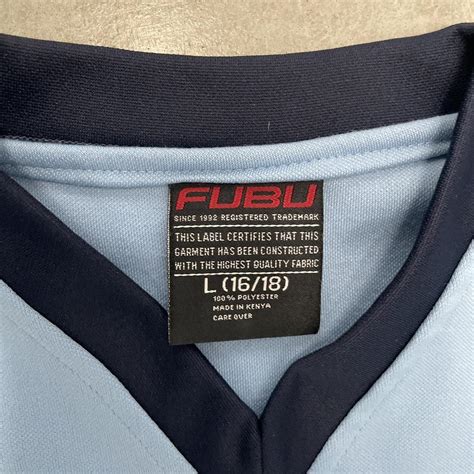 Vintage Fubu Athletics Blue V Neck Jersey Youth Depop