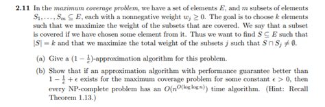 Solved 211 ﻿in The Maximum Coverage Problem We Have A Set