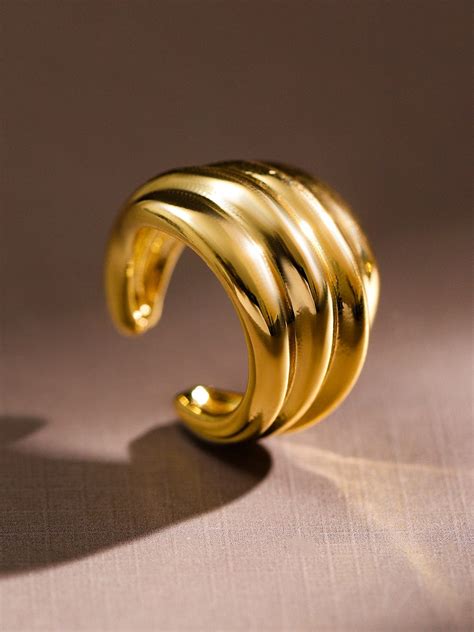 Rubans 18k Gold Plated Bold Triple Layered Statement Ear Cuff Earrings