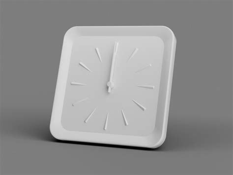 Premium Photo 3d Simple White Square Wall Clock 12 O Clock Twelve O Clock On Grey Background