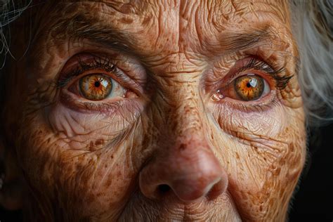 Detailed Portrait Of Mature Woman Featuring Deep Wrinkles And