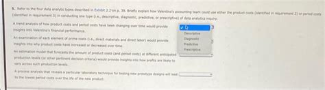 Solved 5 Refer To The Four Data Analydic Types Described In Chegg Com