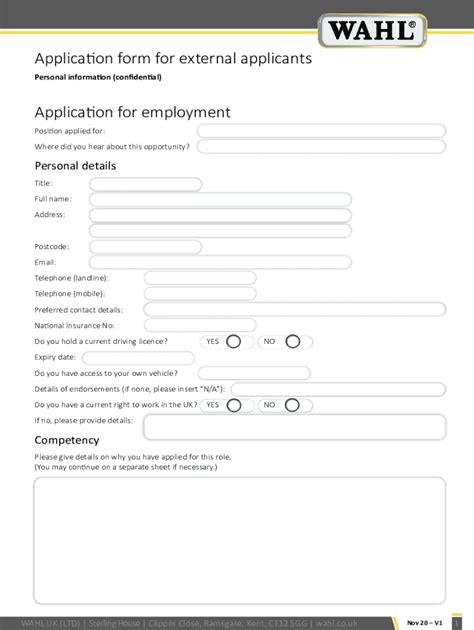 Fillable Online External Application Form Pdf Fax Email Print Pdffiller