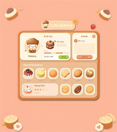 Cute Bakery Layout For A Bakery Themed Gamer Featuring Warm Colors Cute B Game Interface Designa