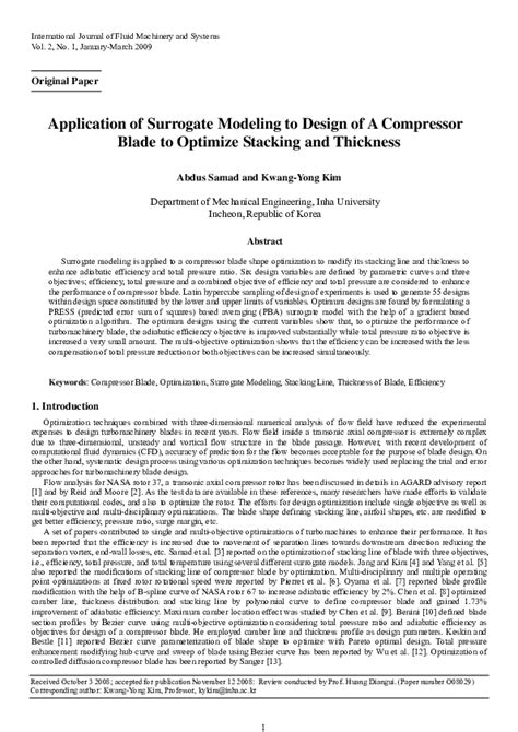 Pdf Application Of Surrogate Modeling To Design Of A Compressor Blade To Optimize Stacking And