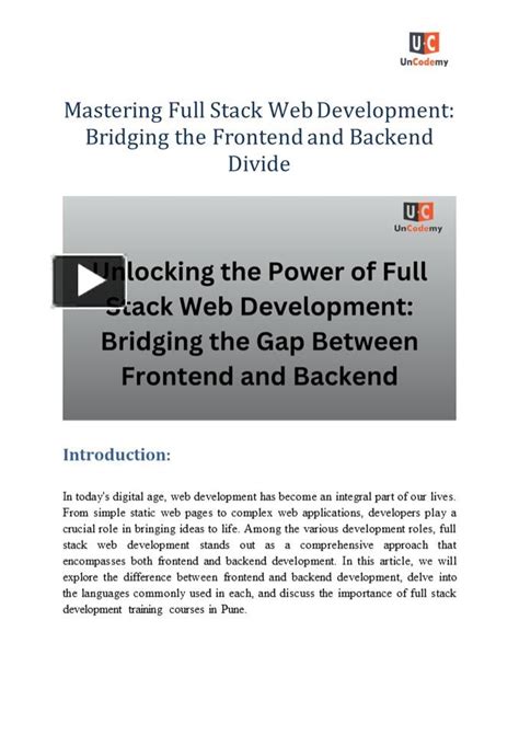 PPT Mastering Full Stack Web Development Bridging The Frontend And