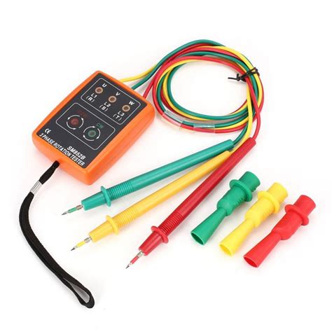New 3 Phase Sequence Rotation Tester Indicator Detector Meter Led Buzzer With Portable Pouch Td