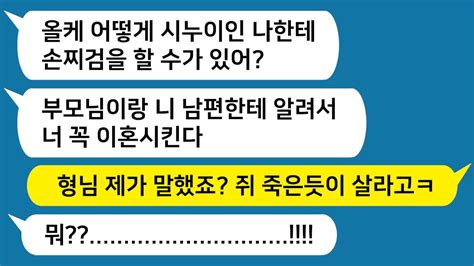 톡톡사이다 시댁에서 시부모 몰래 시누이를 패버린 며느리 시누이는 이 사실을 부모님과 남동생에게 알리는데 대박반전이 펼쳐지는데 라디오드라마카톡참교육