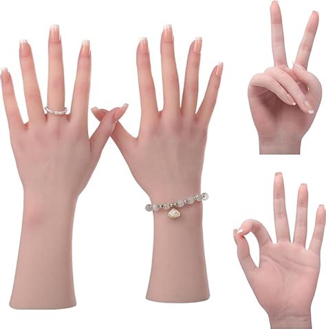 Motleybean Realistic Silicone Hand Mannequin Lifelike Female Hands