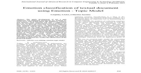 Emotion Classification Of Textual Document Using … Wp