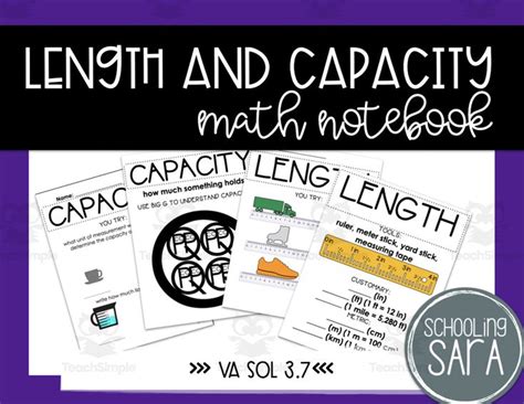 Measurement Length And Capacity Math Interactive Notebook Math
