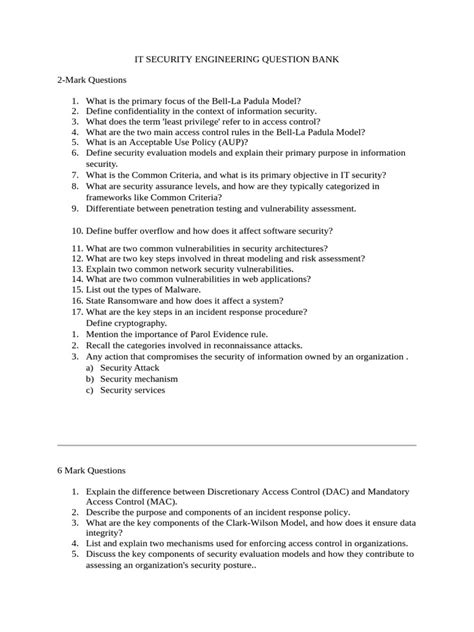 It Security Engineering Question Bank Pdf Security Computer Security