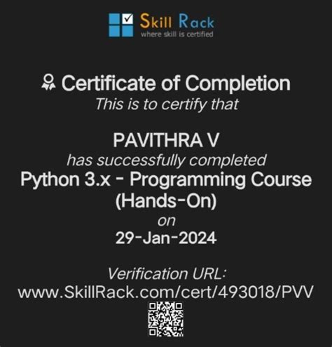 I Am Happy To Share That I Have Successfully Completed The Python Programming Course Hands On