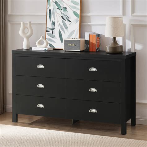 Ebern Designs Azucena 6 Drawer Dresser With Interlock Drawer Safety Feature Pre Assembled Metal