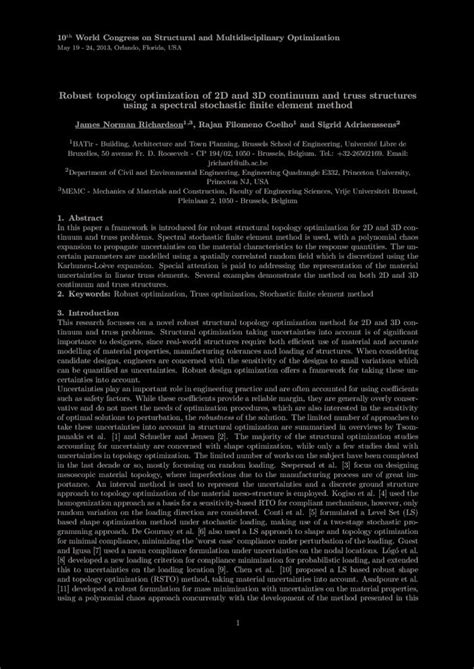 PDF Robust Topology Optimization Of D And D Continuum And Th World Congress On