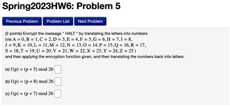 Solved 2 Points Encrypt The Message Halt By